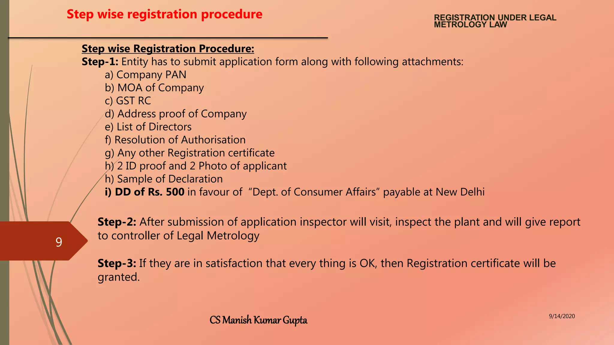 Registration in Legal Metrology Law | PPT