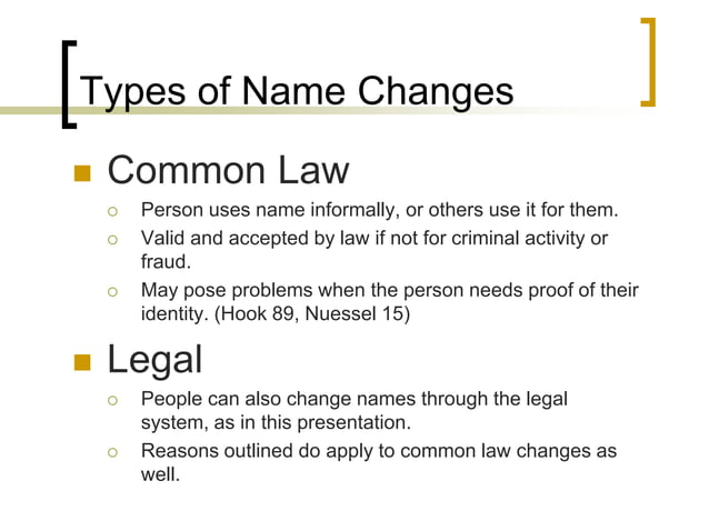 On Legal Name Changes | PPTX | Divorce | Family and Relationships