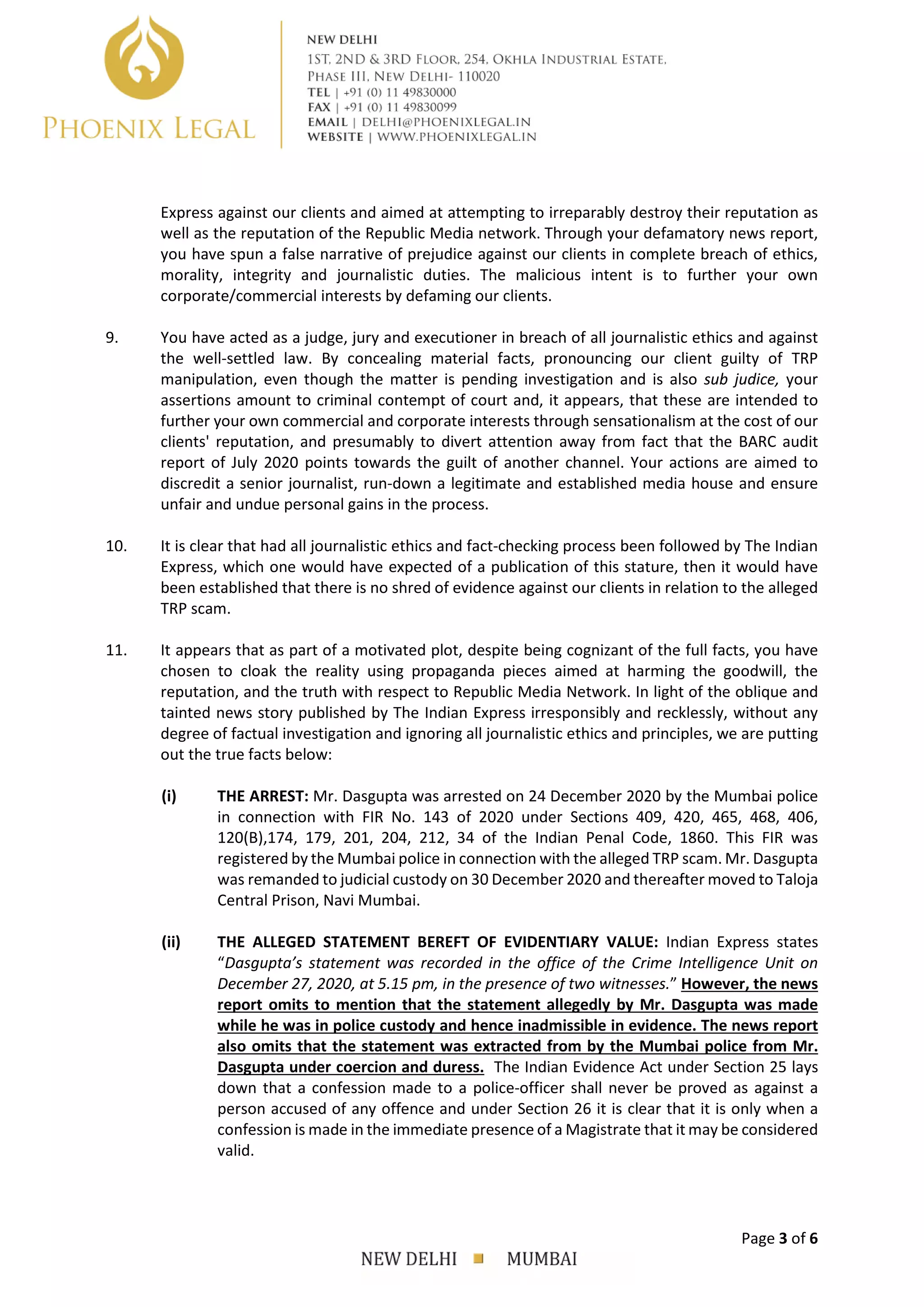 Legal notice _the_indian_express | PDF