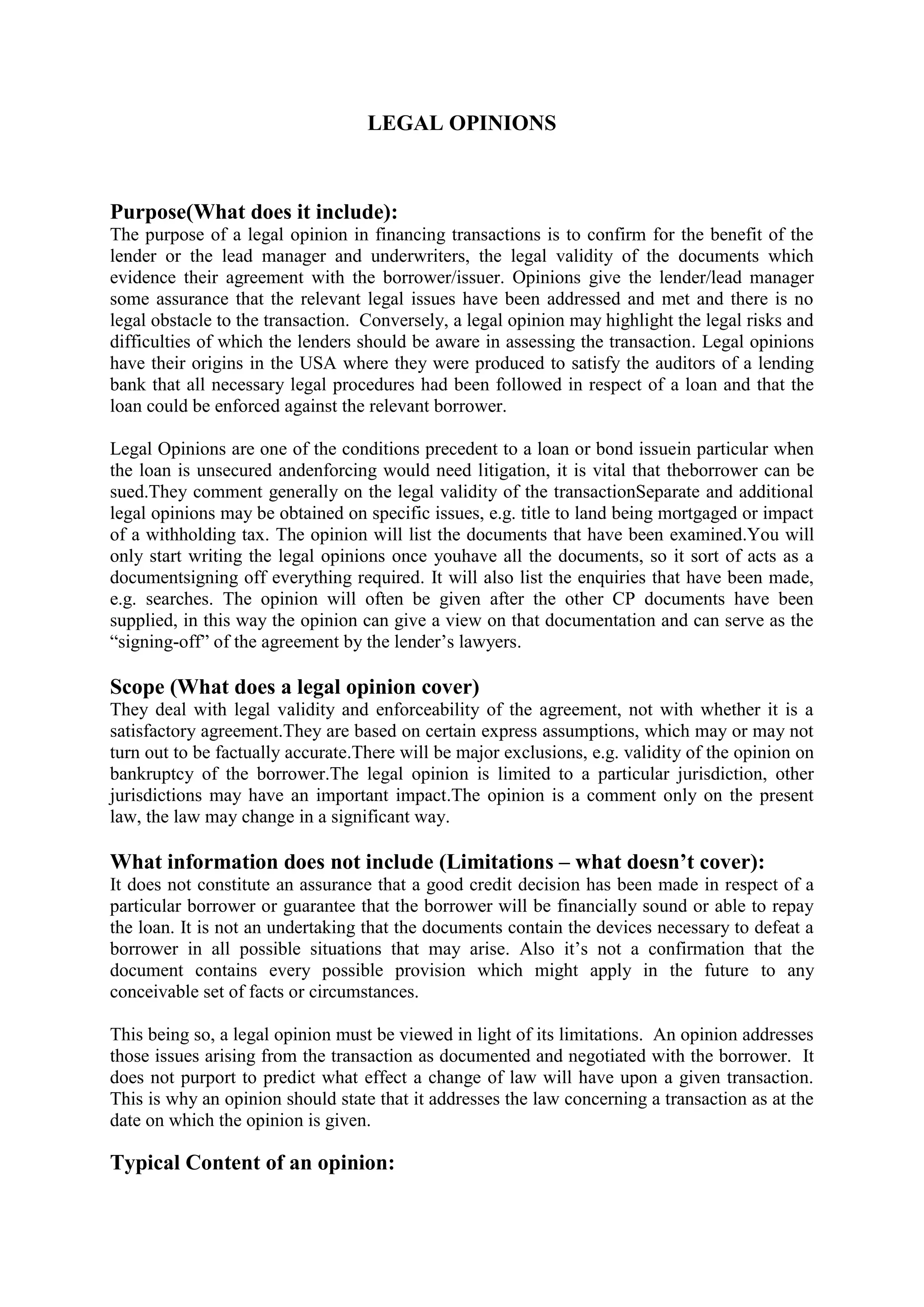 Legal Opinions Brief Review | DOCX