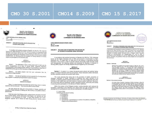 CMO 30 S.2001/CMO14 S. 2009/CMO 15 S 2017 COMPARISON | PPTX | Professional School | Postgraduate ...