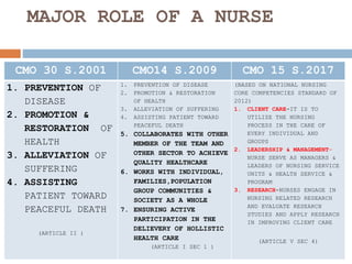 CMO 30 S.2001/CMO14 S. 2009/CMO 15 S 2017 COMPARISON | PPTX