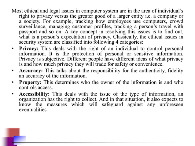Legal Privacy and Ethical Issues in Computer Security.pptx | Computing | Technology & Computing