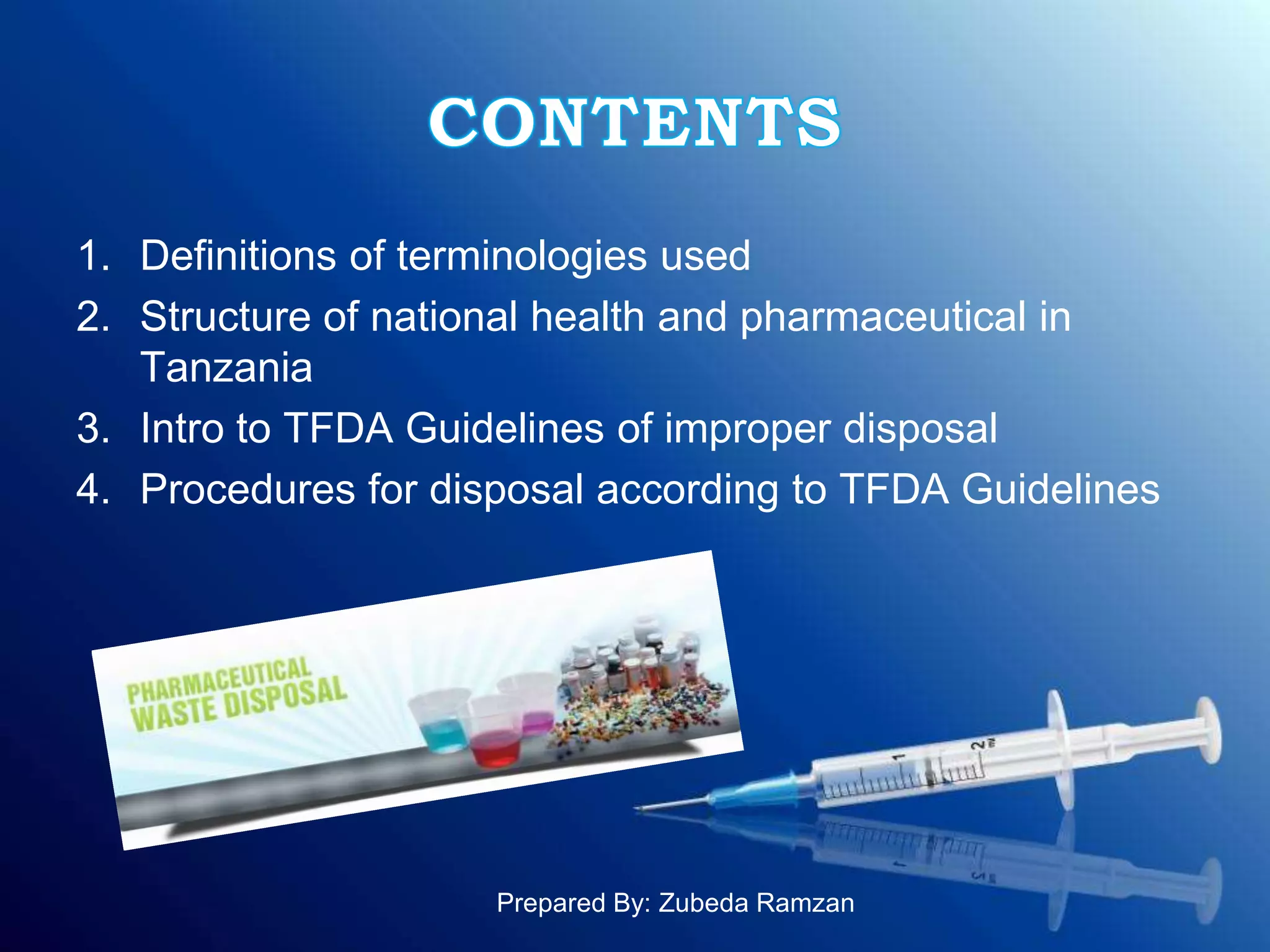 Legal procedures To Dispose Pharmaceutical Waste In Tanzania | PPTX