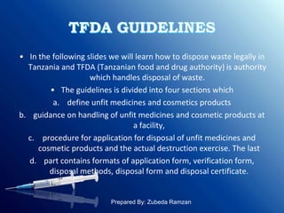 Legal procedures To Dispose Pharmaceutical Waste In Tanzania | PPTX