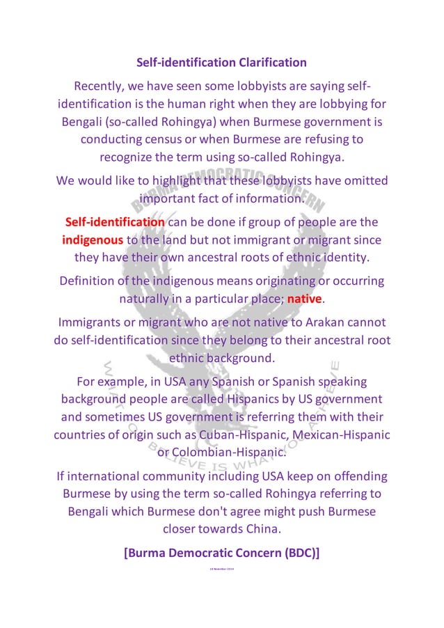 Self identification clarification | PDF