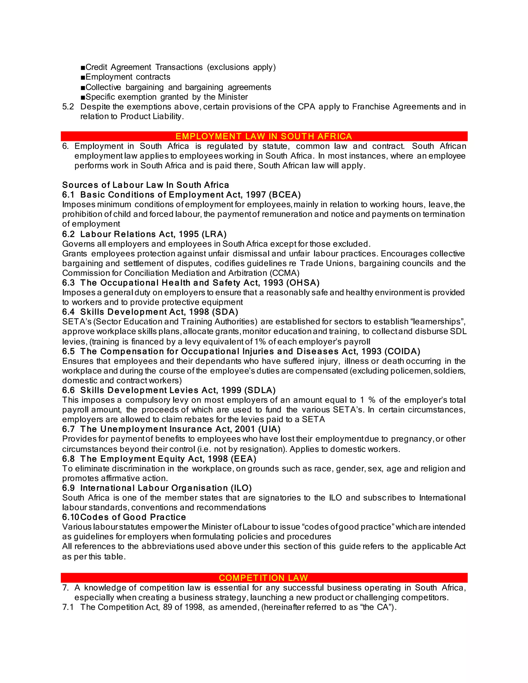 Legal requirements of starting a textile business in south africa | DOCX