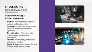 Legal Research: Tips for Using Online Databases Effectively | PPTX