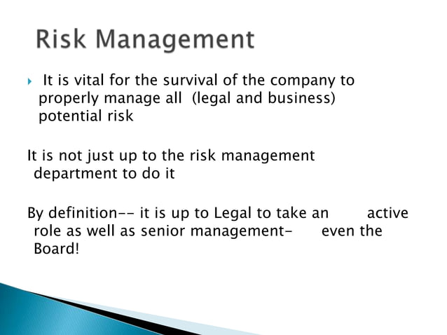 Intro to Legal Risk Management | PPTX | Legal Services Industry | Industries
