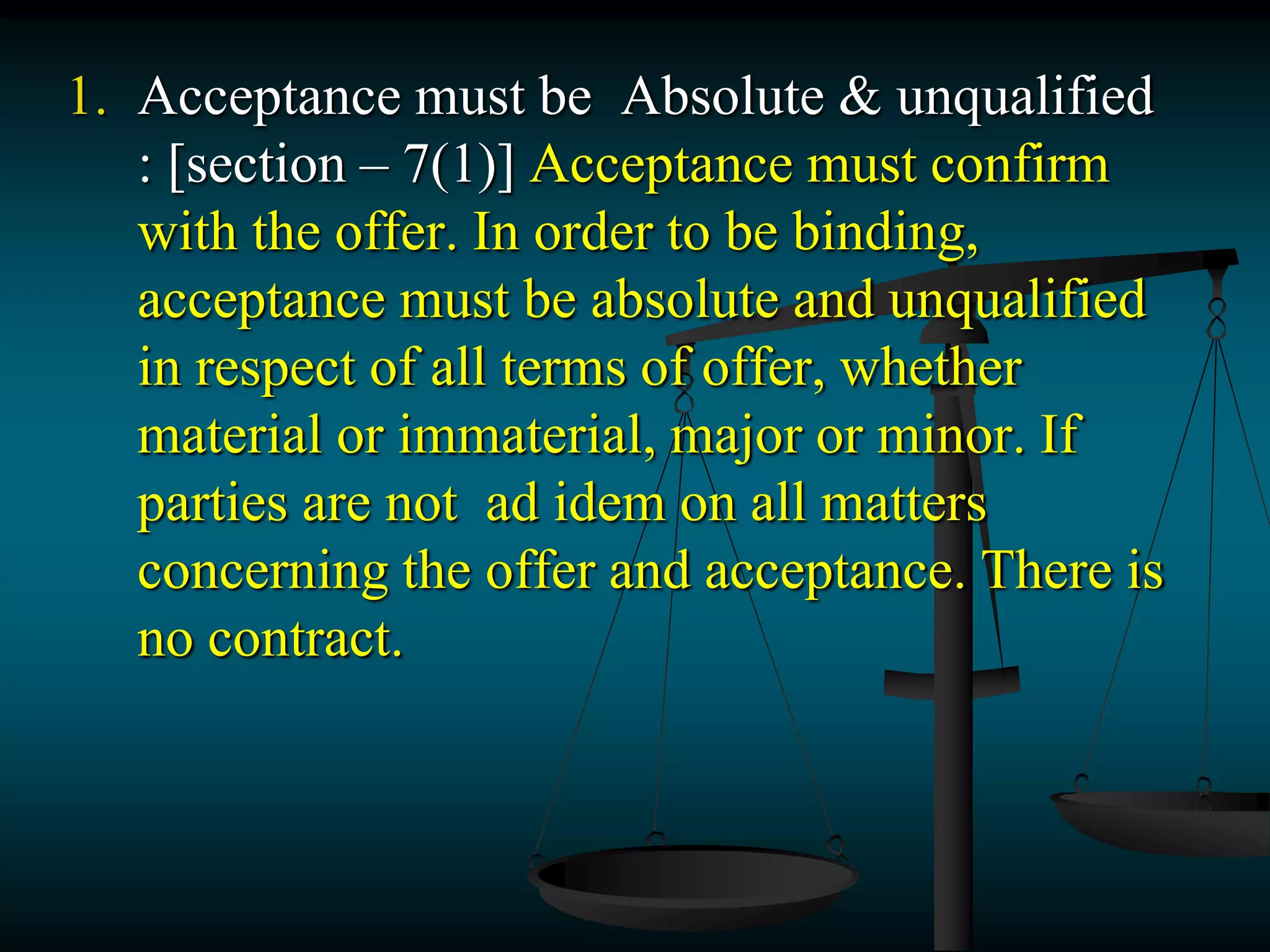 Legal rules as to valid acceptance | PPT