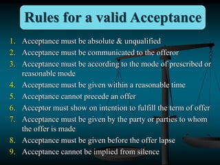 Legal rules as to valid acceptance | PPT