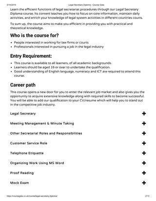 Legal Secretary Diploma - Course Gate | PDF