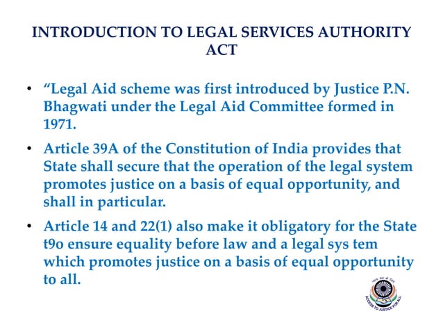 Legal Services Authority Act, 1987 ppt.pptx | Legal Services Industry ...