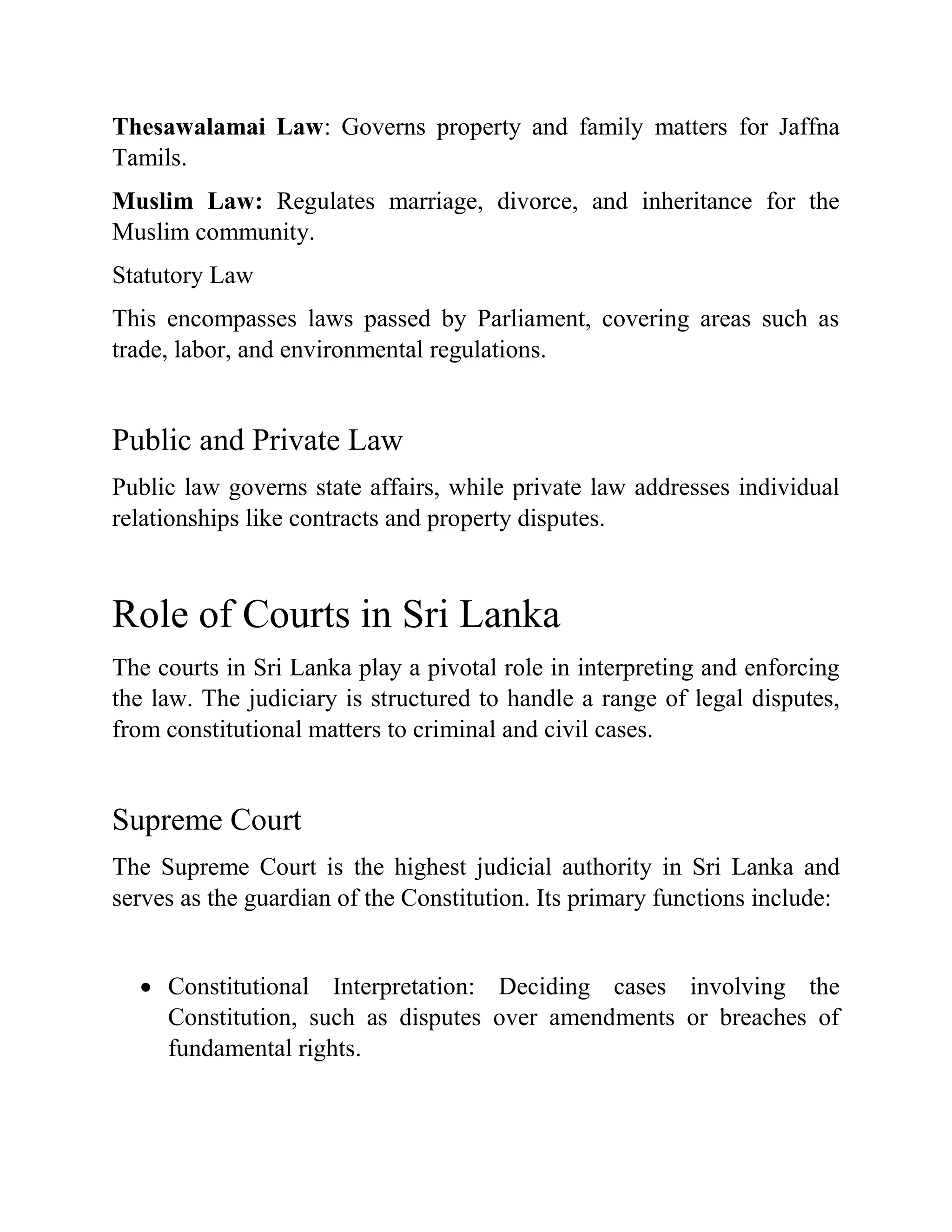 Legal System of Sri Lanka and Types of Law | PDF