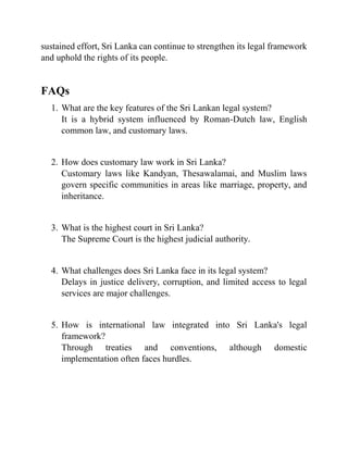 Legal System of Sri Lanka and Types of Law | PDF