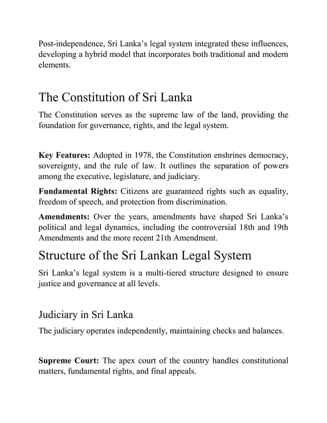 Legal System of Sri Lanka and Types of Law | PDF | Crime & Harmful Acts ...