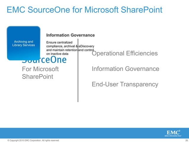 EMC SourceOne for SharePoint | PPTX