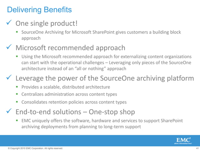 EMC SourceOne for SharePoint | PPTX