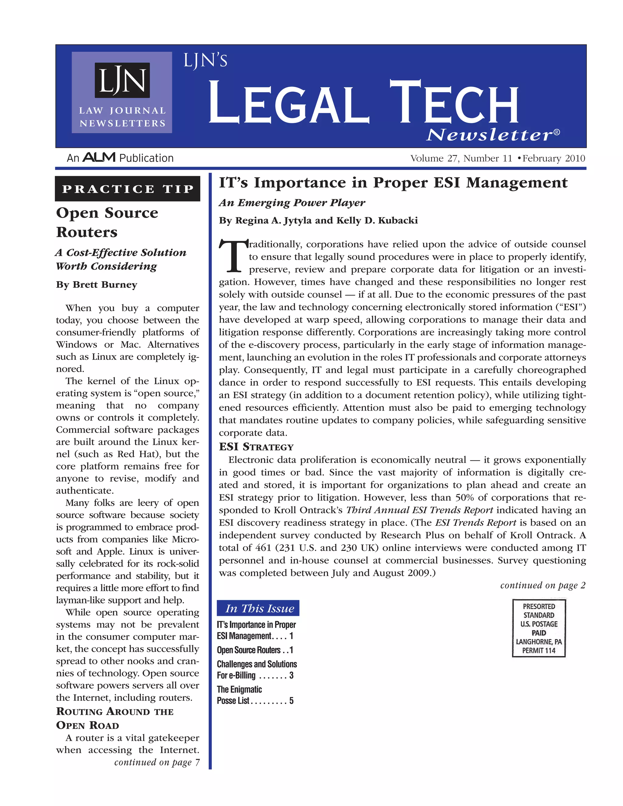 IT\'s Importance in Proper ESI Management | PDF