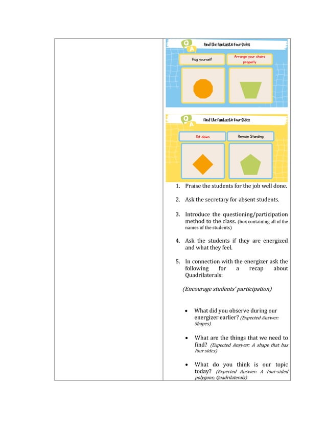 Detailed Lesson Plan in Grade 9 Math -Quadrilaterals | PDF