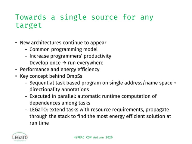 LEGaTO: Software Stack Programming Models | PPT