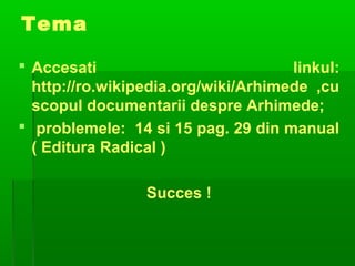 Legea lui Arhimede | PPT