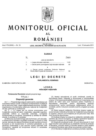 Legea educatiei nationale | PDF