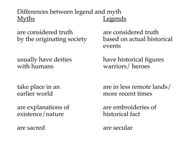 Legend myth differences | PDF