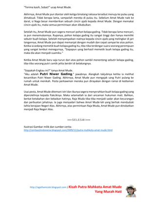 Legenda aceh kisah putra mahkota amat mude yang murah hati | PDF