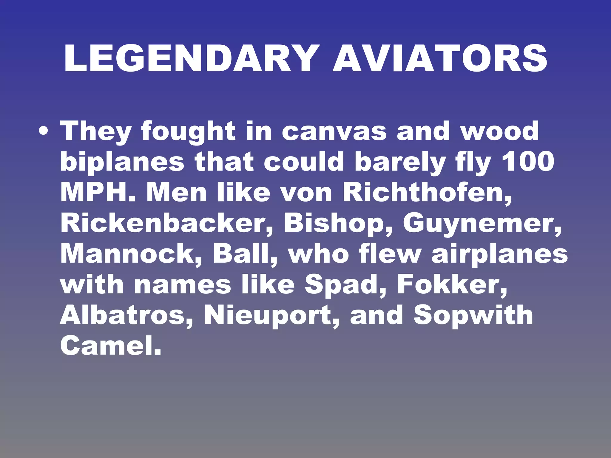 Legendary Aviators And Aircraft | PPT