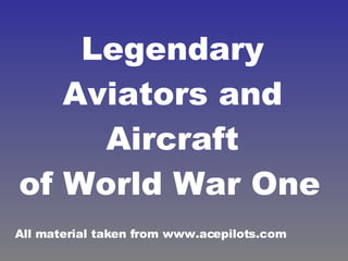 Legendary Aviators And Aircraft | PPT | Death, Injury, or Military ...
