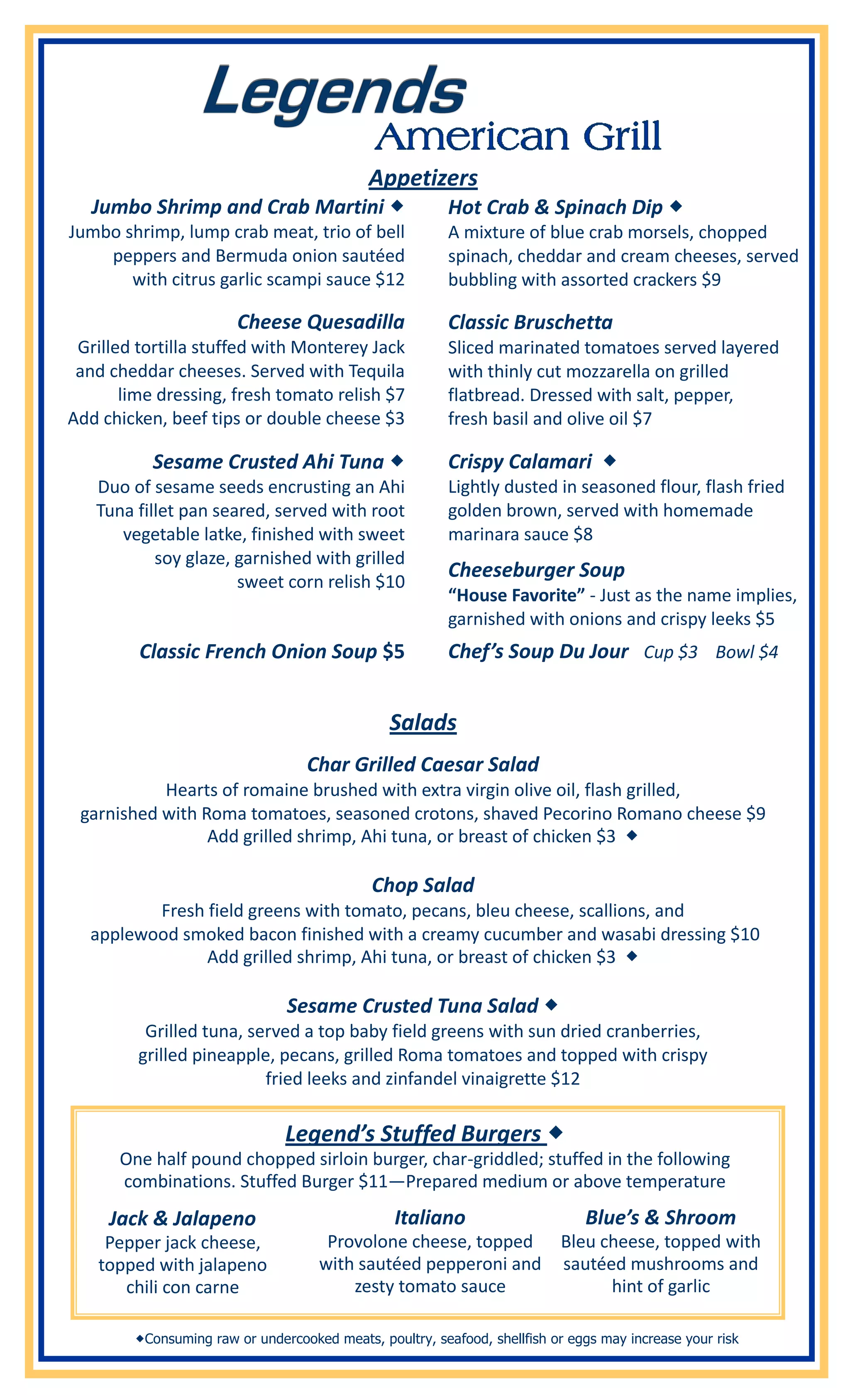 Legends Dinner Menu | PDF