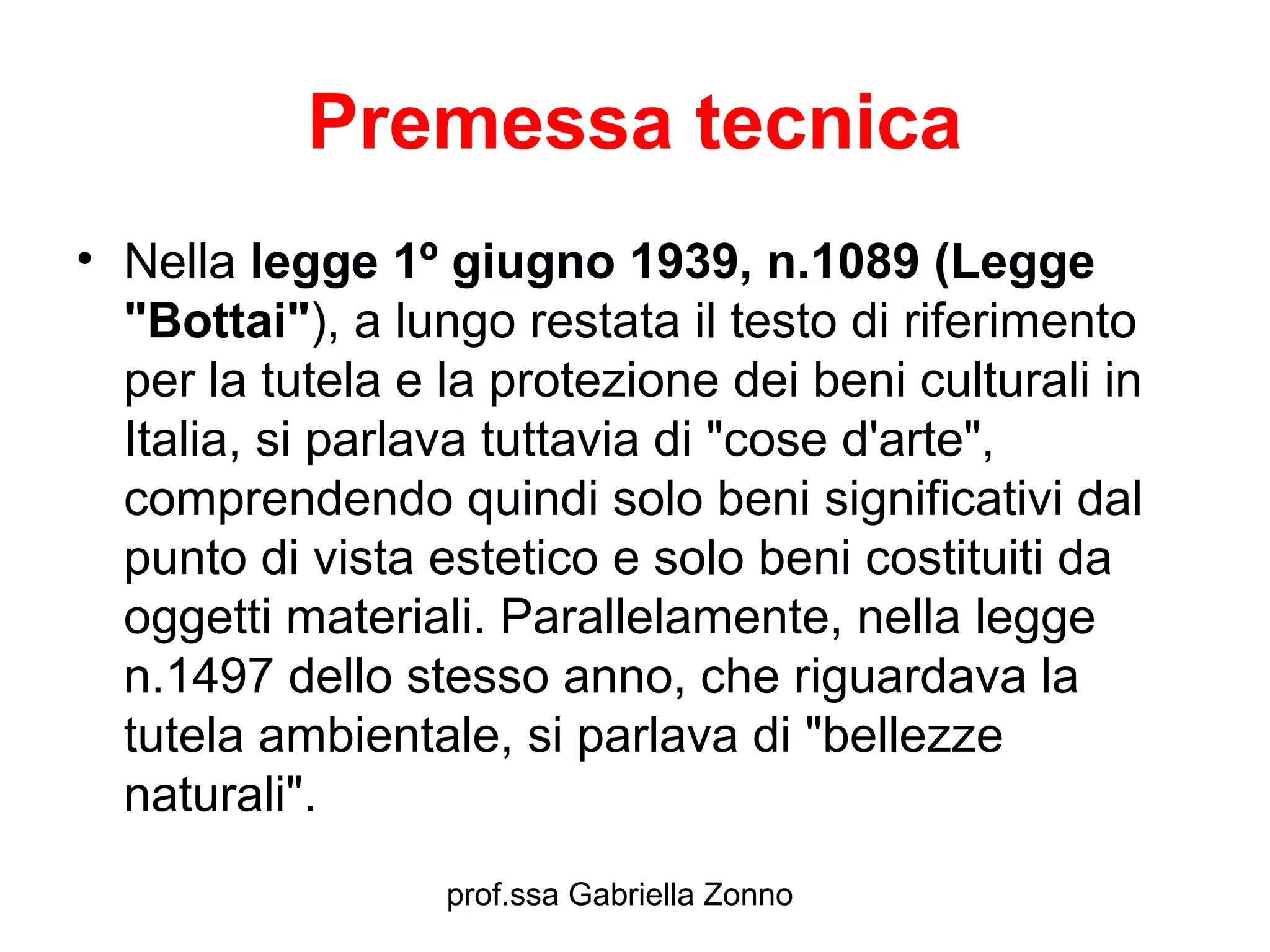 Legge bottai- la prima legge sui beni culturali | PPT