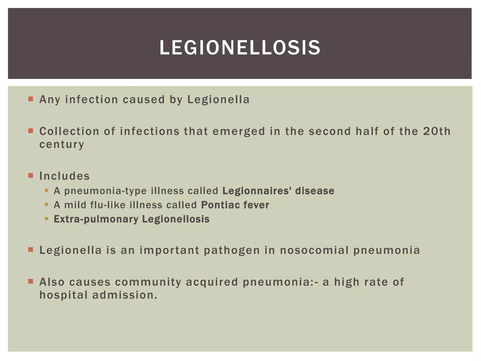 Legionella | PPTX | Infectious Diseases | Diseases and Conditions