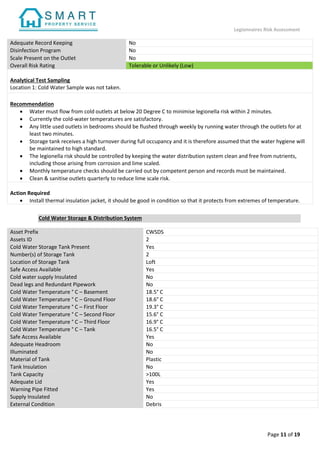 Legionella Risk Assessment Sample Report London - www ...