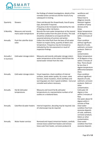 Legionella Risk Assessment Sample Report London - www ...