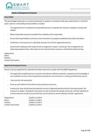 Legionella Risk Assessment Sample Report London - www ...