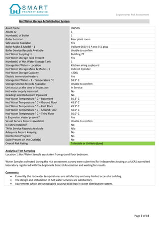 Legionella Risk Assessment Sample Report London - www ...