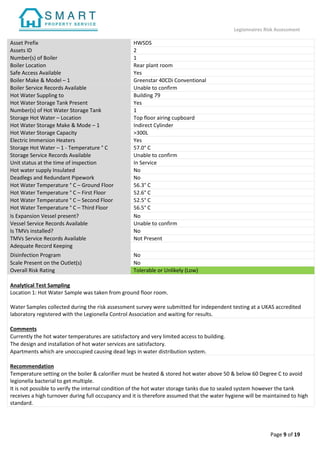 Legionella Risk Assessment Sample Report London - www ...