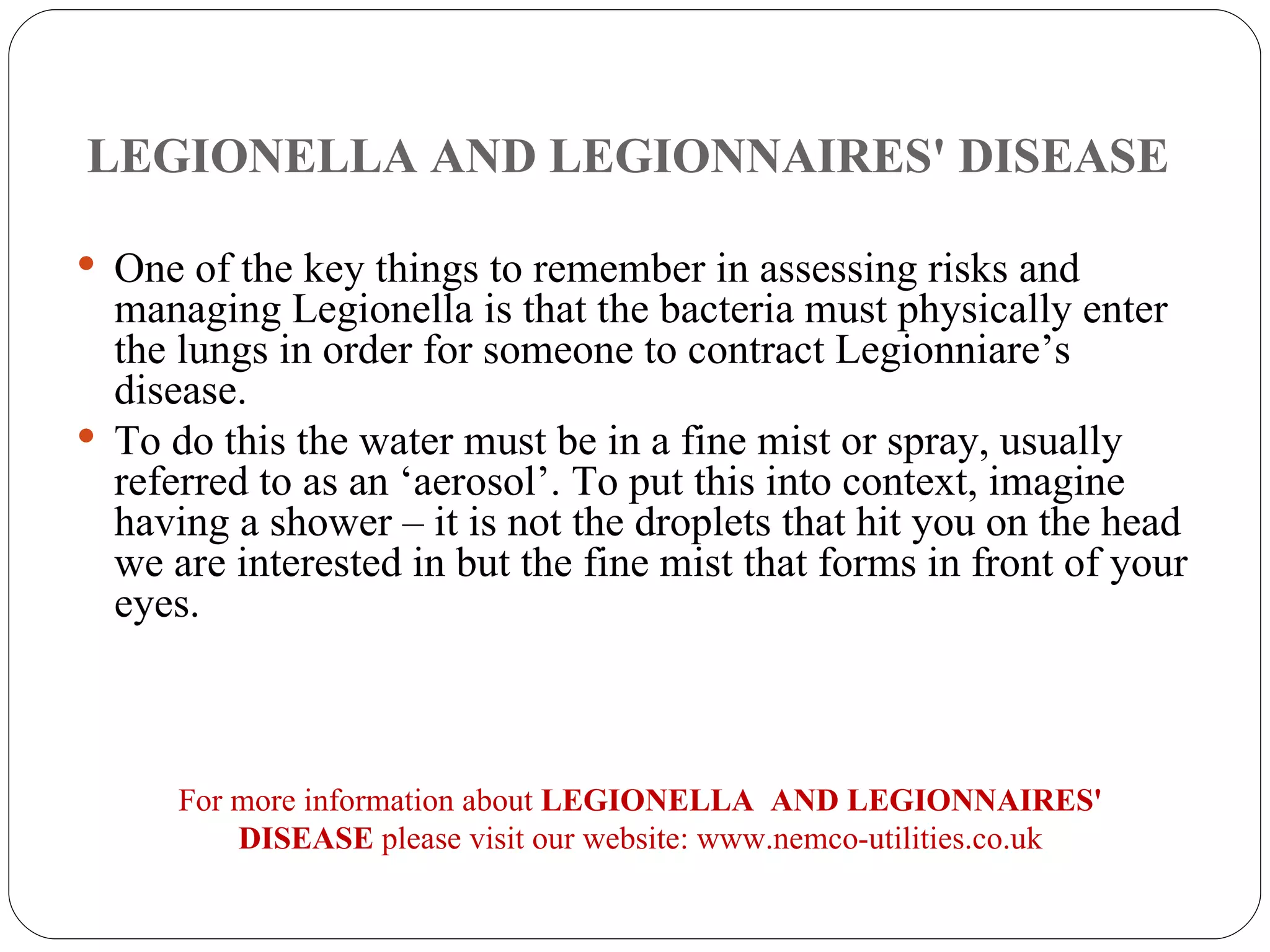 Legionella and legionnaires' disease | PPT