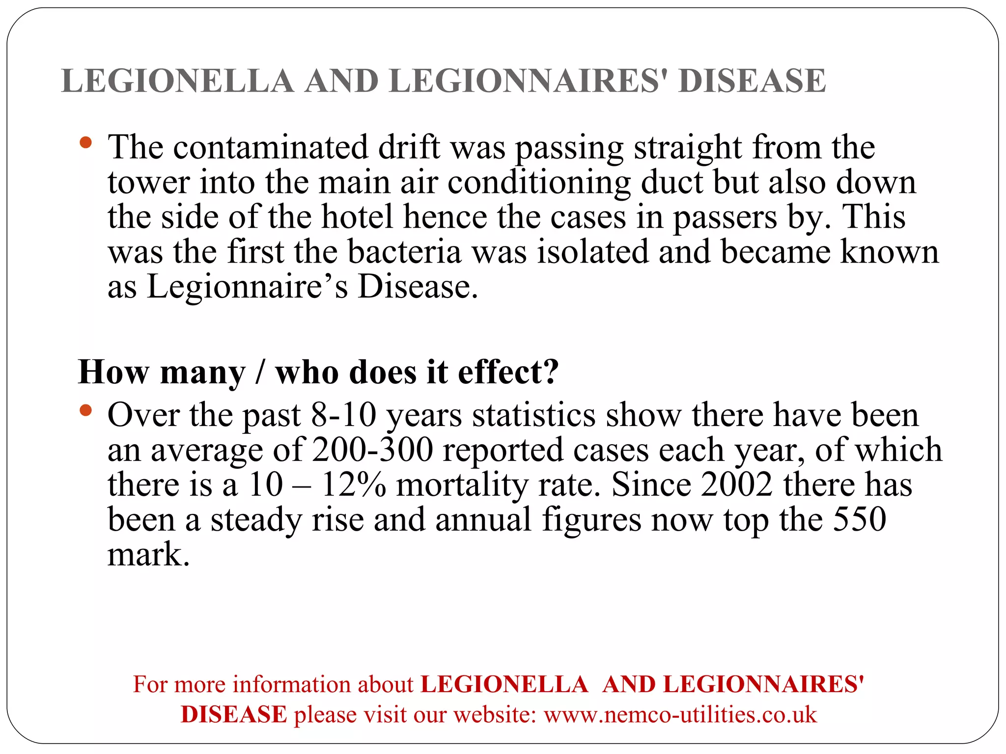 Legionella and legionnaires' disease | PPT