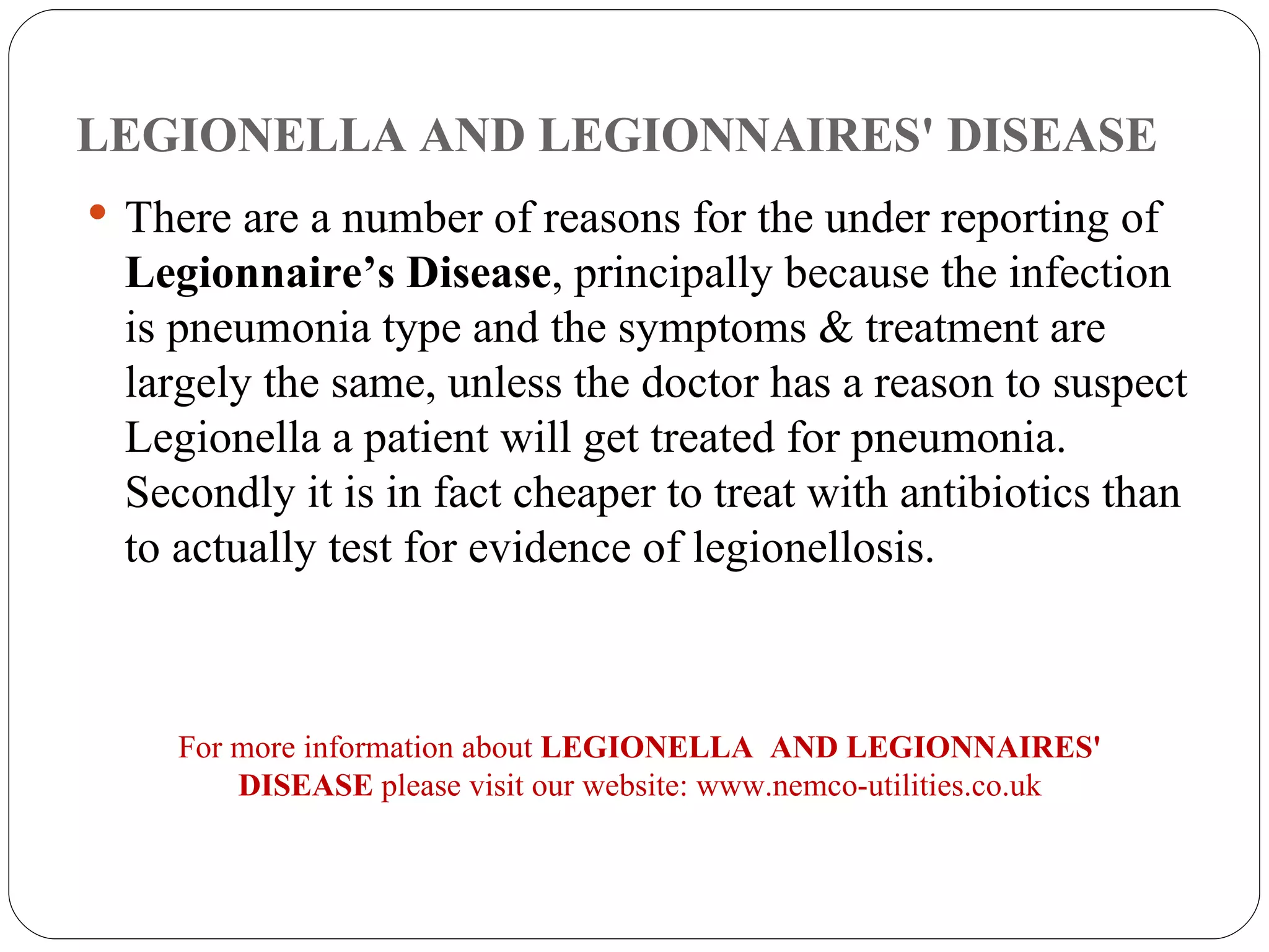 Legionella and legionnaires' disease | PPT