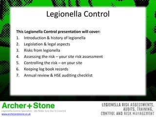 Legionella Control Health and Safety Training Course | PPTX