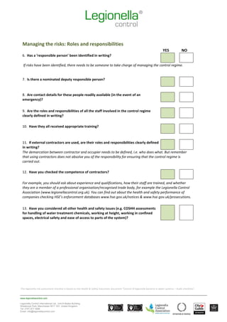 Legionella risk assessment template | PDF