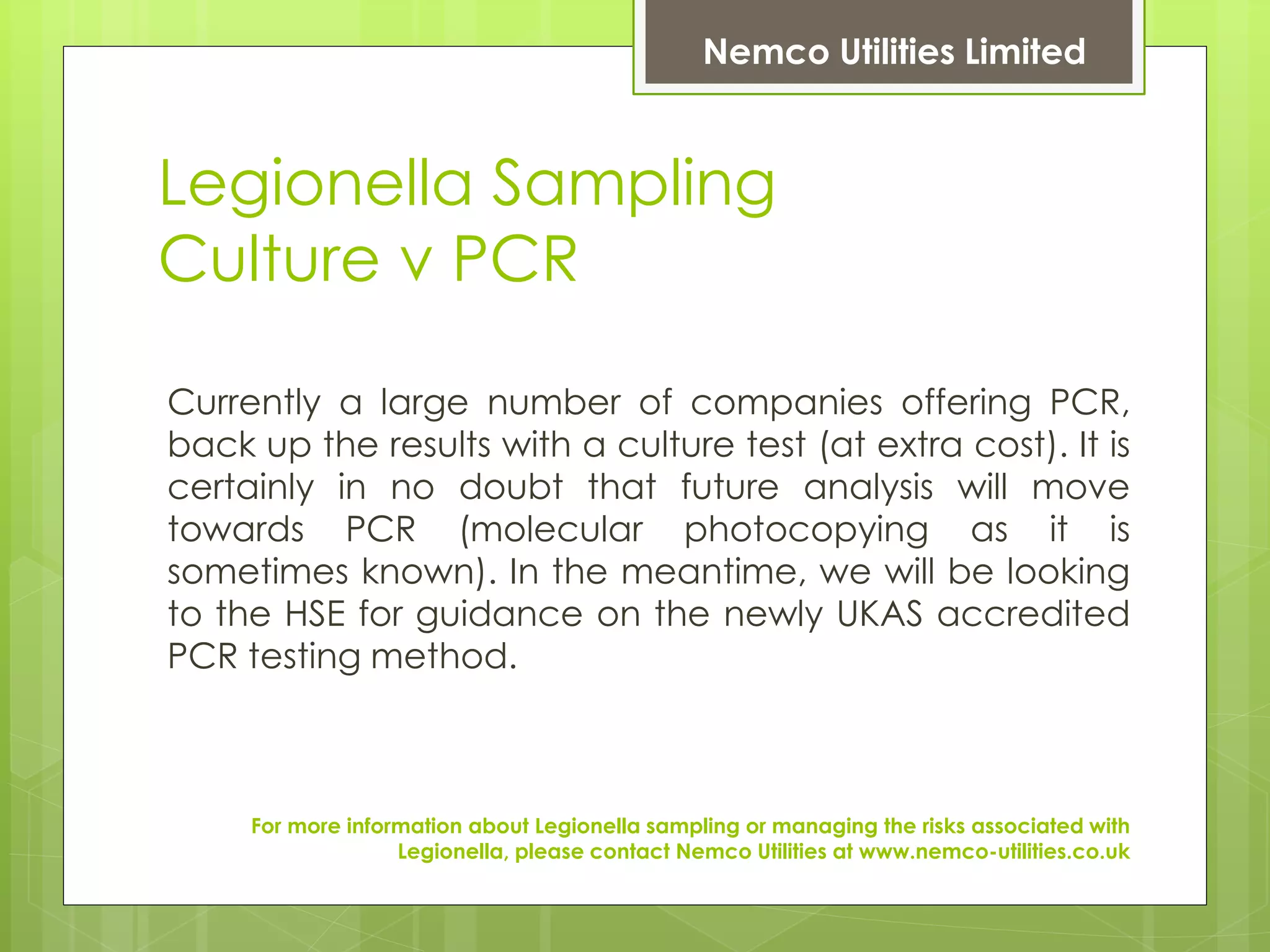 Legionella sampling | PDF
