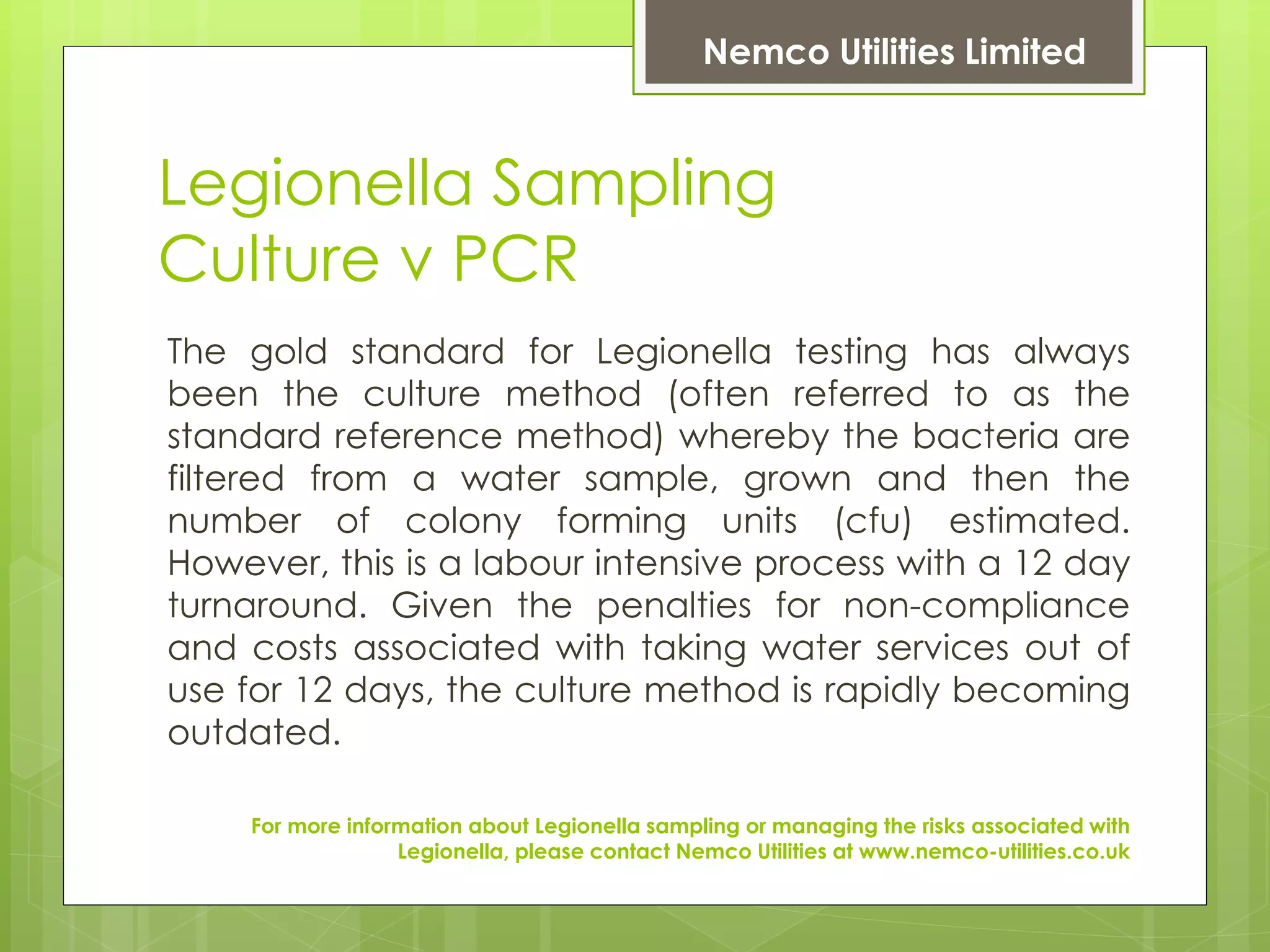 Legionella sampling | PDF