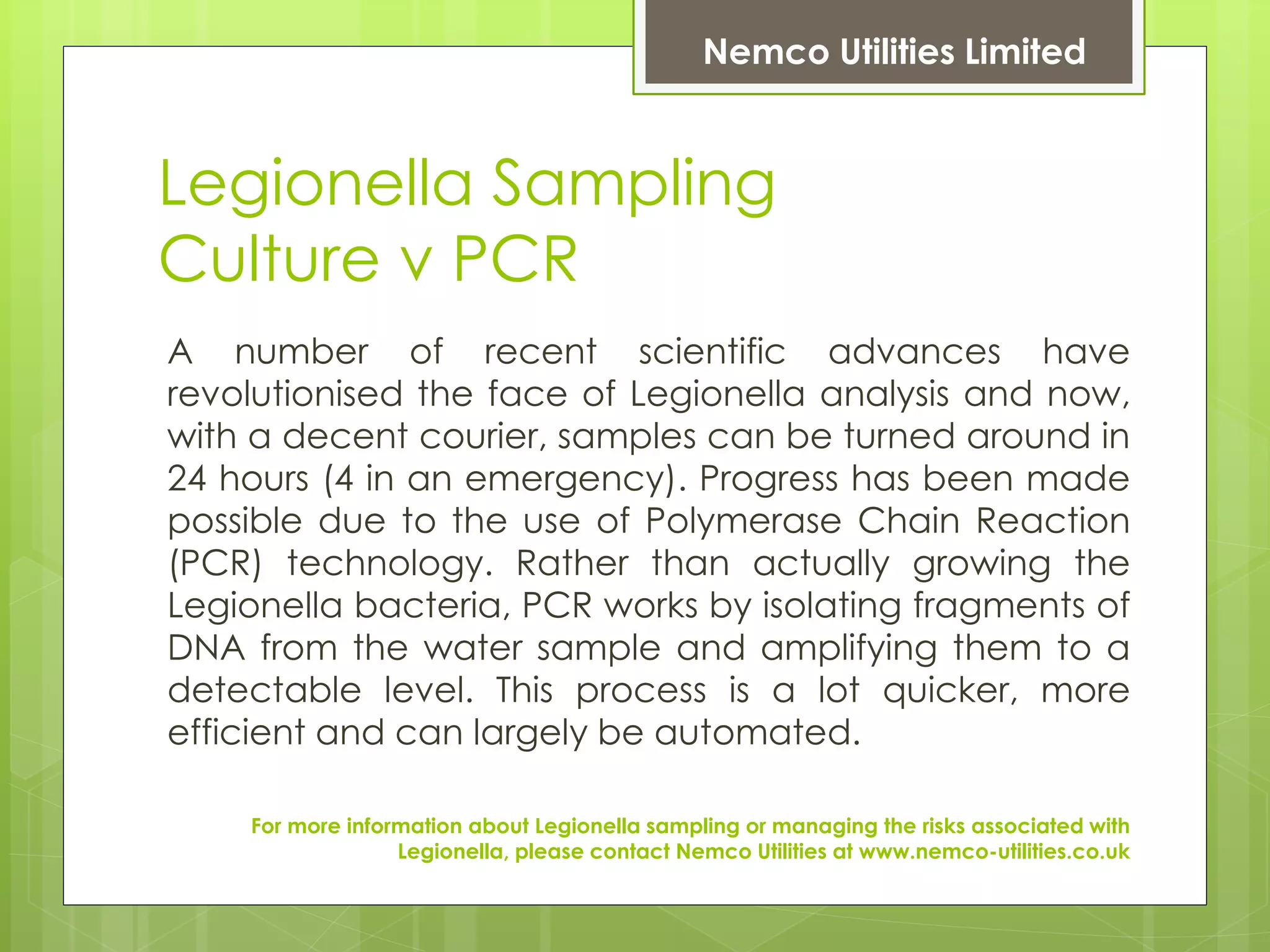 Legionella sampling | PDF