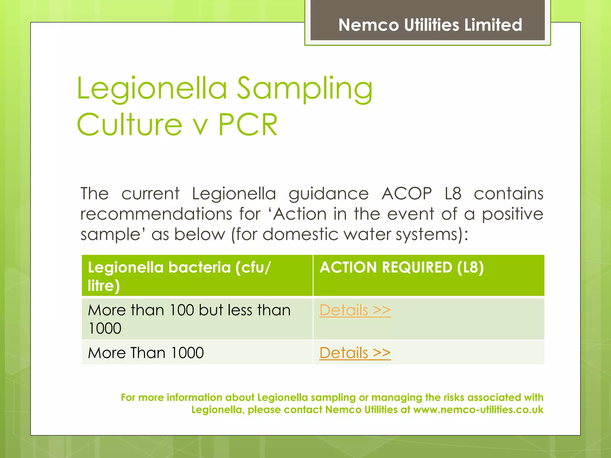 Legionella sampling | PDF