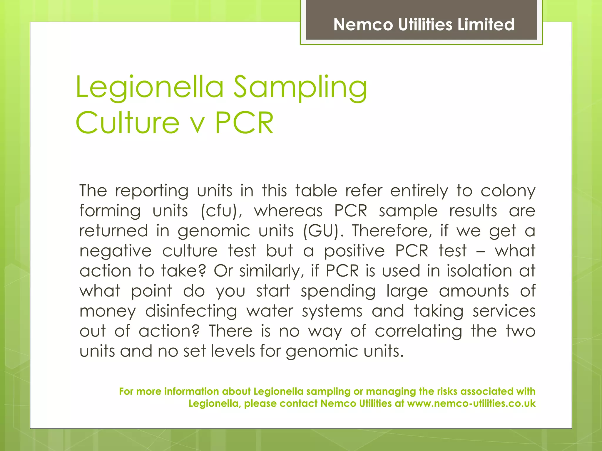 Legionella sampling | PDF