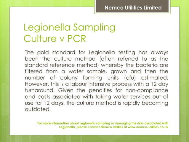 Legionella sampling | PDF | Chemistry | Science